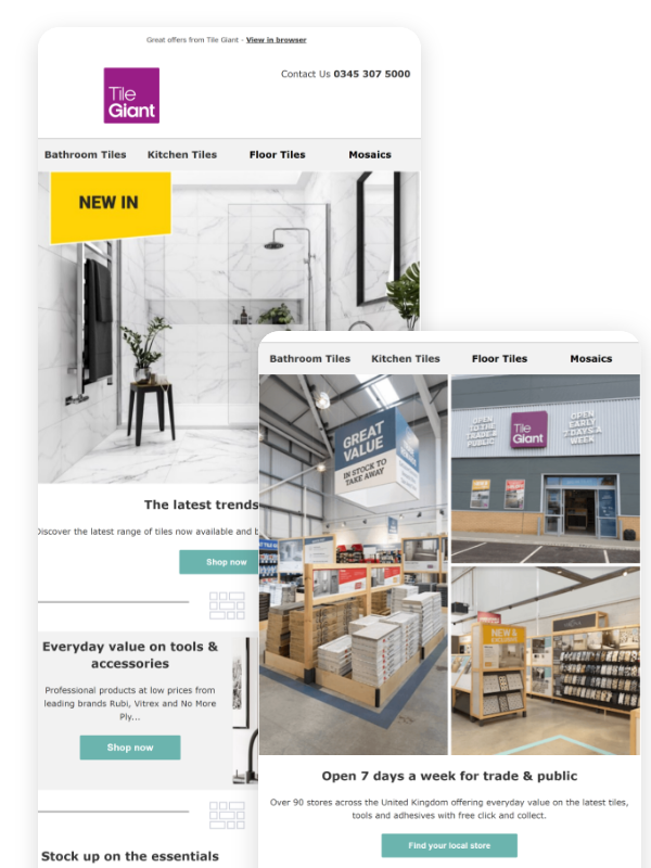 Tile Giant's new automations see open rates of between 40-50% | Dotdigital
